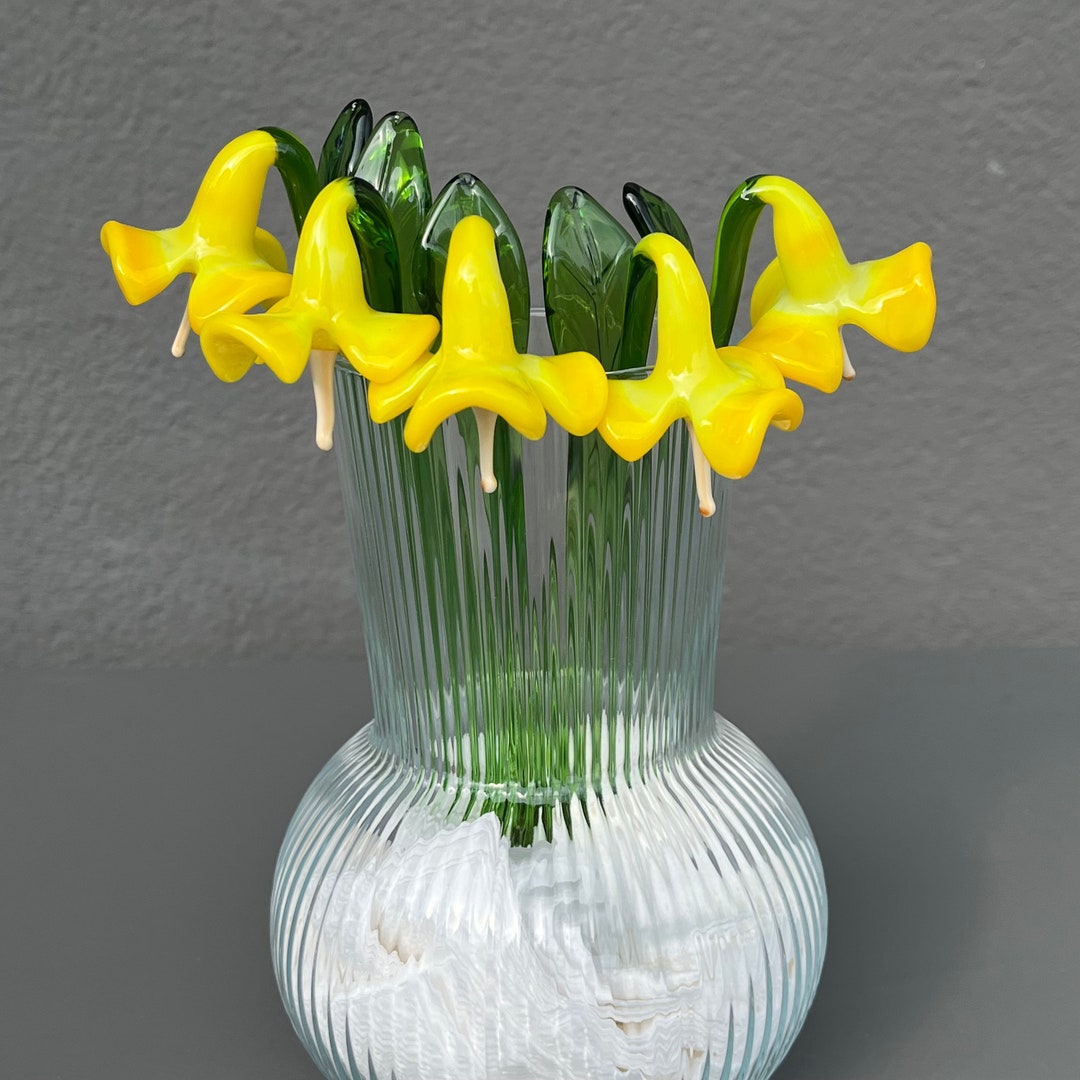 Glass Bell Flowers Figurine Blown Glass Bell Flower Sculpture Glass ...