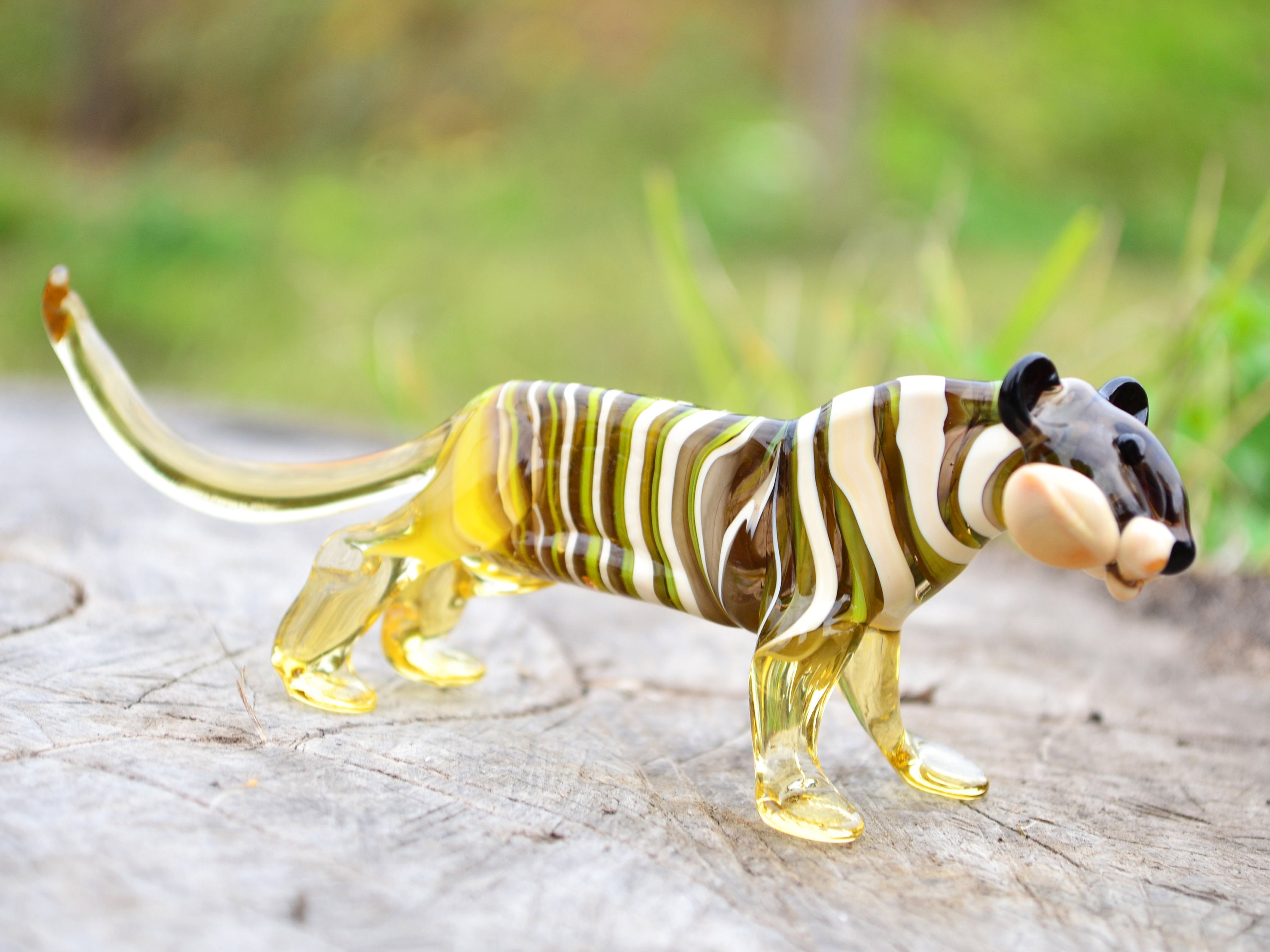Glass Tiger Figurine Hand Blown Tiger Animals Glass Tiger | Etsy