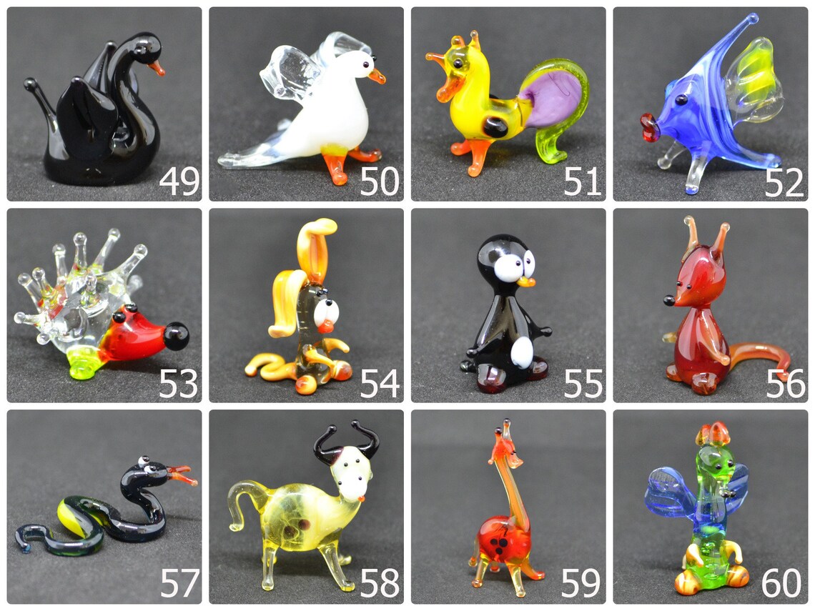 Small Glass Animals Miniature Mini Figurines Glass Animals - Etsy