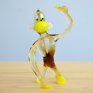 Glass Monkey Figurine Yellow Glass Monkey Animal Collectible - Etsy