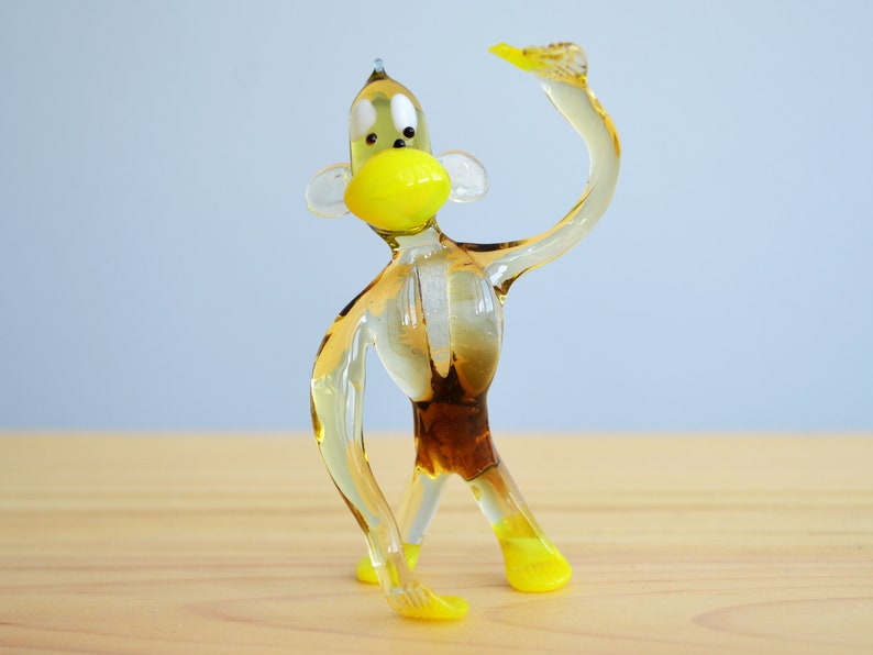 Glass Monkey Figurine Yellow Glass Monkey Animal Collectible - Etsy