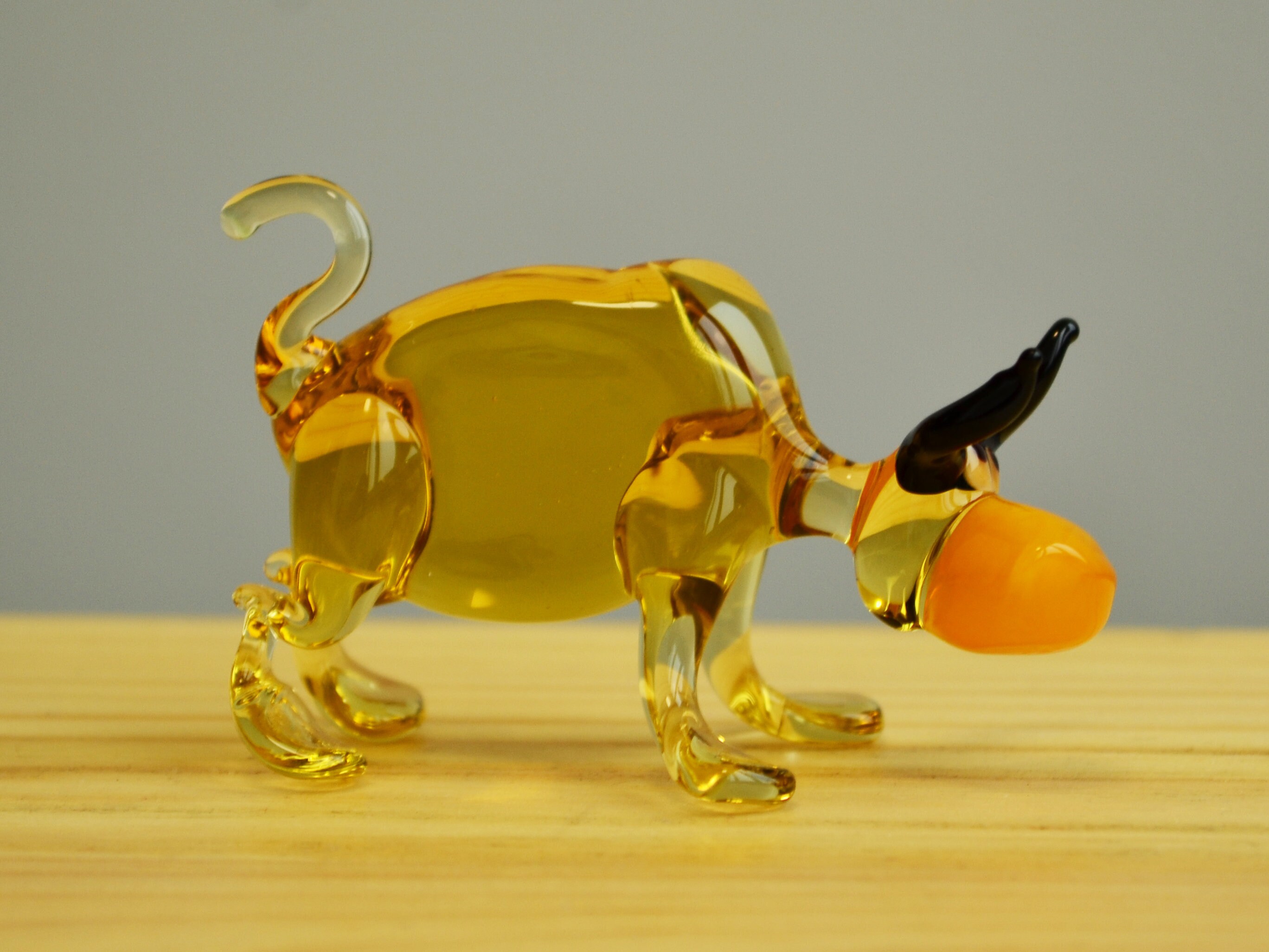 Glass Cow Figurine Statue Big Glass Cow Blown Miniature Yellow | Etsy