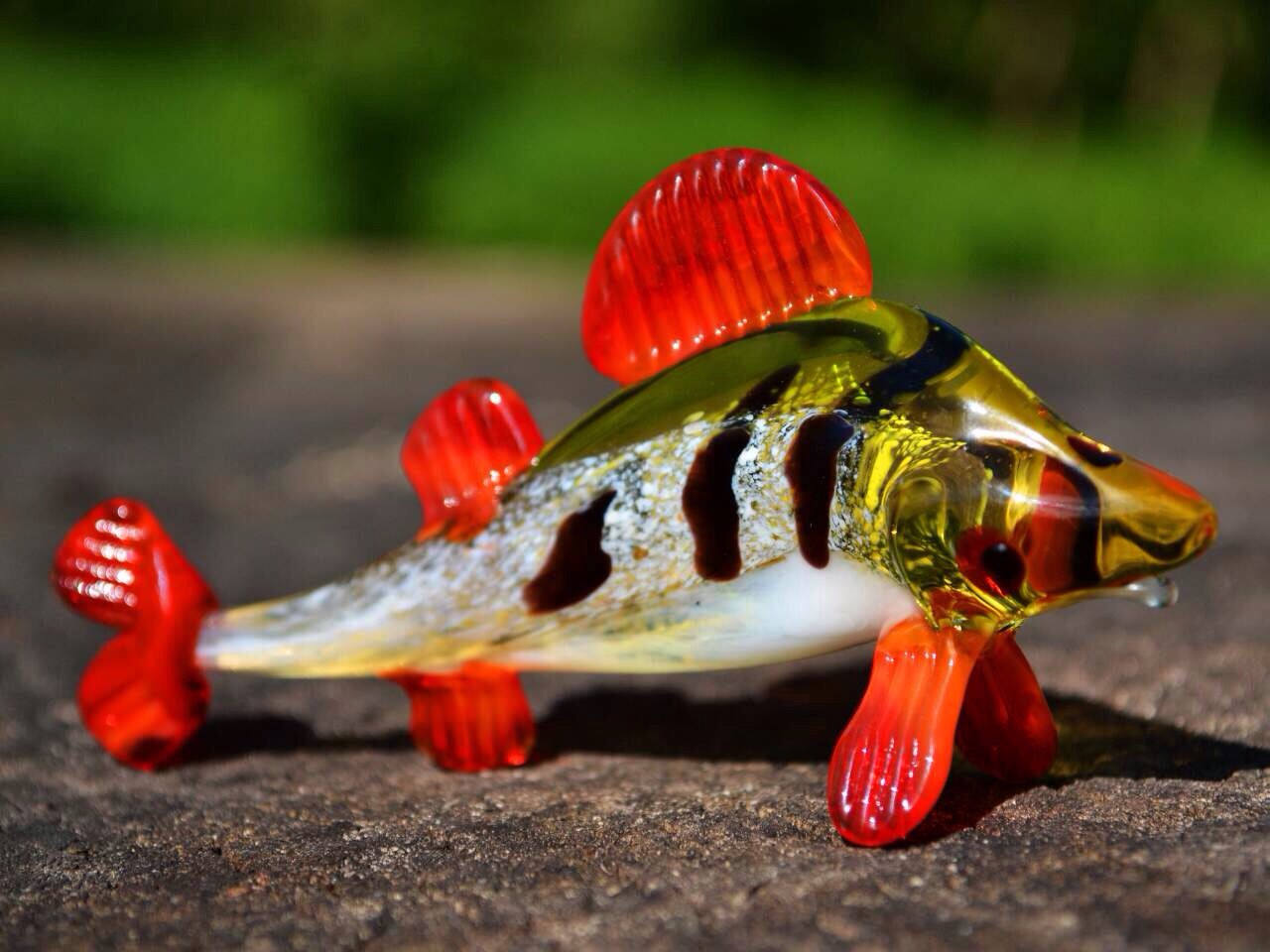 Glass Fish Figurine Animals Glass Blowing Green Fish Miniature - Etsy