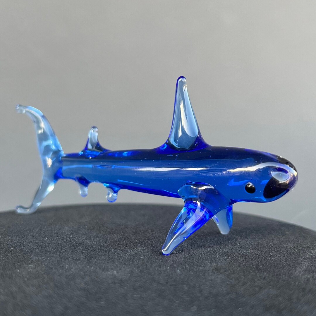 Small Glass Shark Sculpture Shark Statue Glass Shark Figurines ...