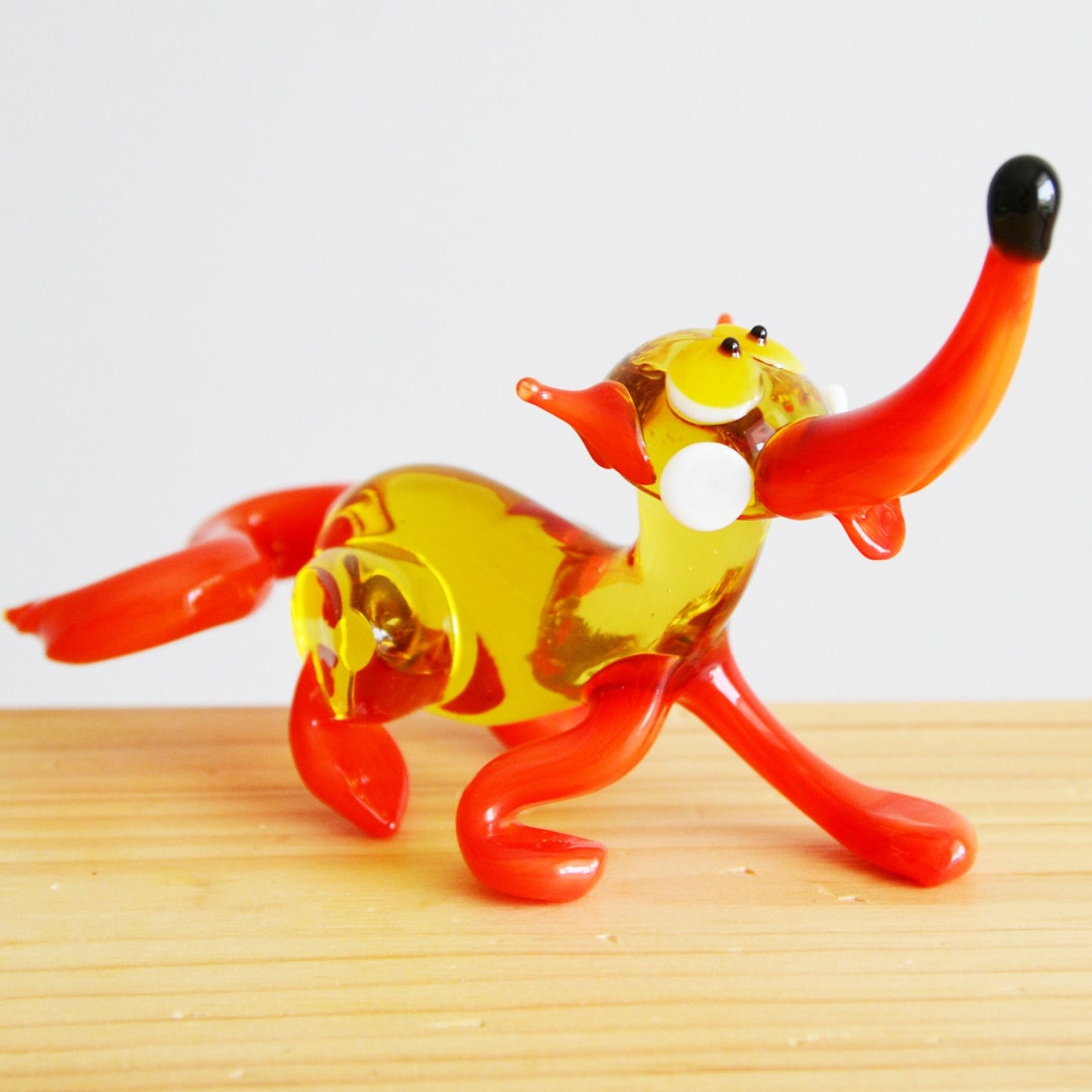 Handmade Glass Fox Figurine - Blown Glass Fox Statue - Fox Art ...