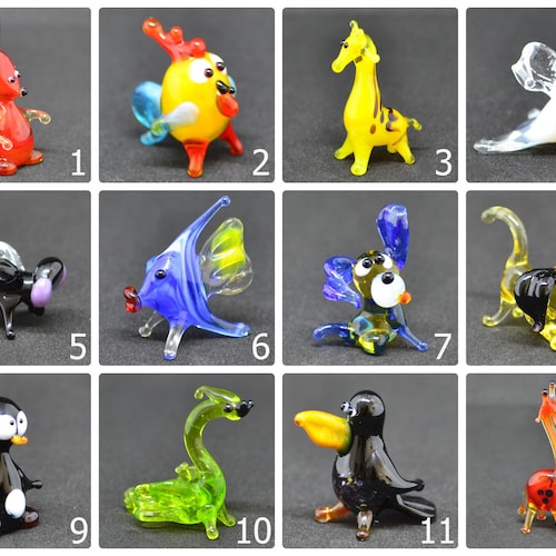Set of Small Glass Figurines Glass Animals Tiny Little Murano - Etsy UK