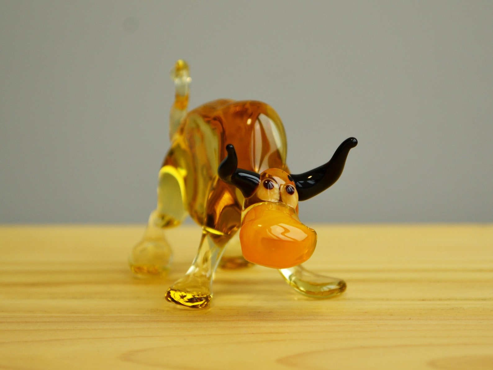 Glass Cow Figurine Statue Big Glass Cow Blown Miniature Yellow - Etsy