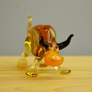 Glass Cow Figurine Statue Big Glass Cow Blown Miniature Yellow Cows ...