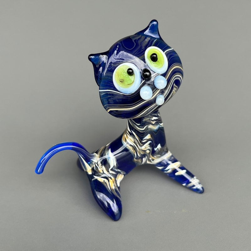 Glass Cat Figurine - Etsy