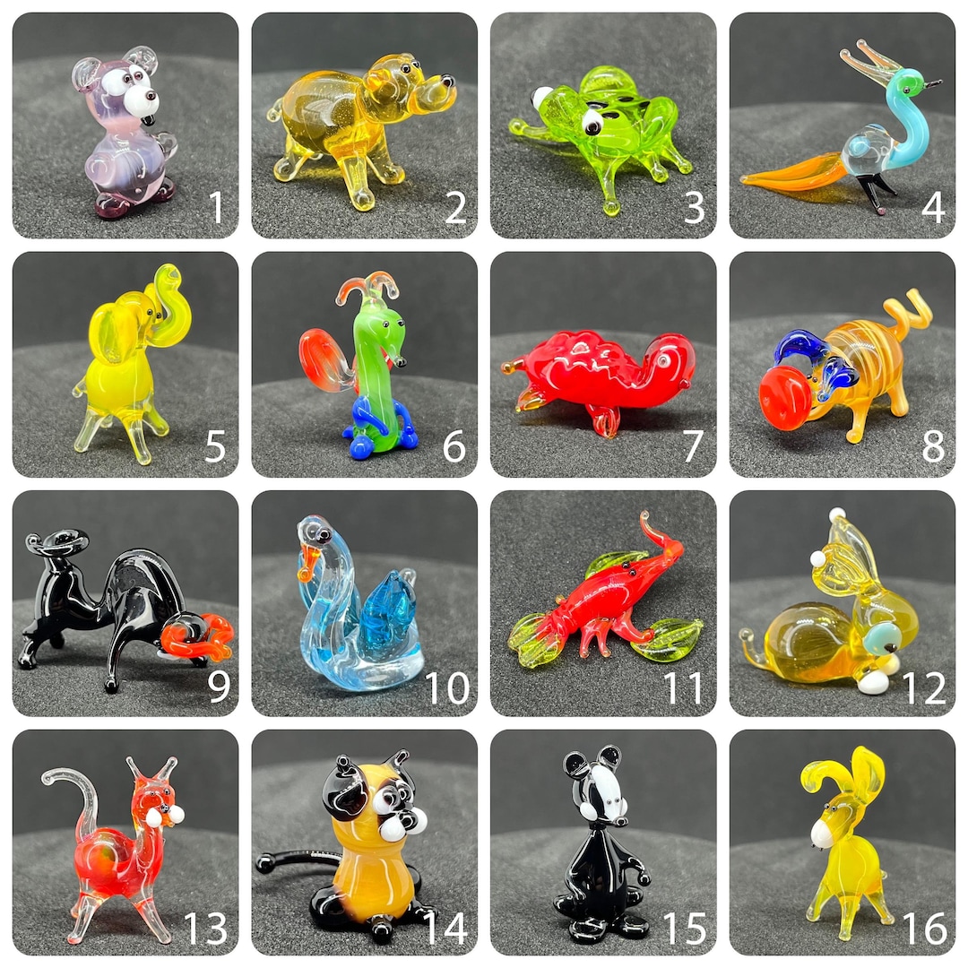 Small Glass Animals Miniature Mini Figurines Glass Animals Tiny Little ...