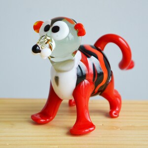 Red Tiger Glass Figurine Hand Blown Tiger Animals Glass Tiger Sculpture ...