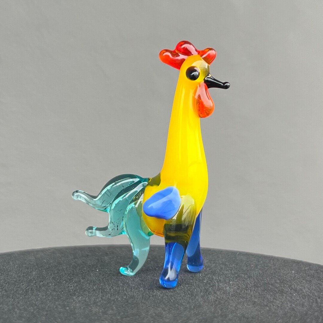 Small Rooster Sculpture Rooster Statue Blown Glass Mini Rooster Figures ...