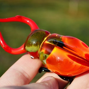 Red Glass Bug Figurine Animals Glass Bug Miniature Art Glass Blown Bug ...