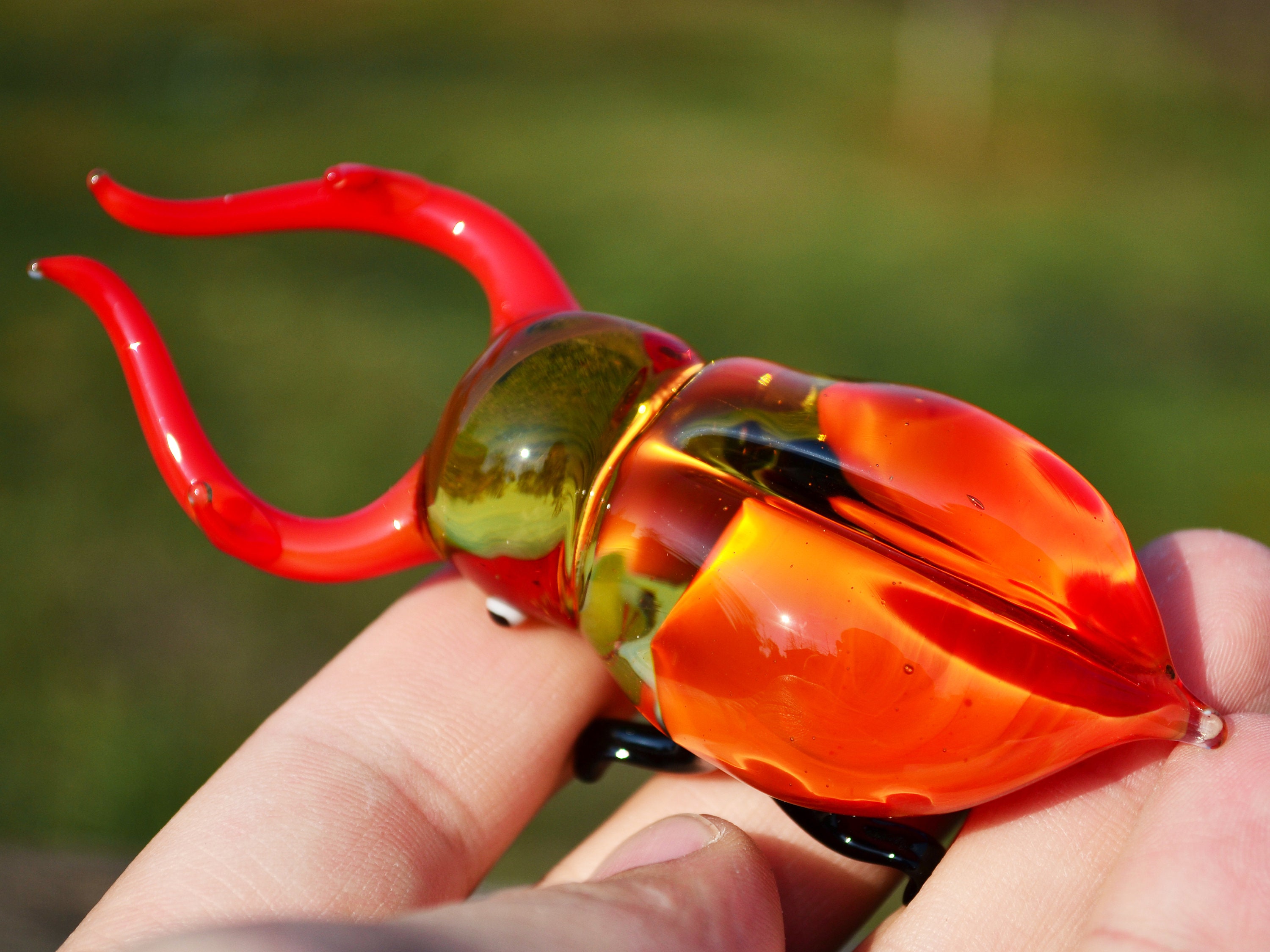 Red Glass Bug Figurine Animals Glass Bug Miniature Art Glass Blown Bug ...
