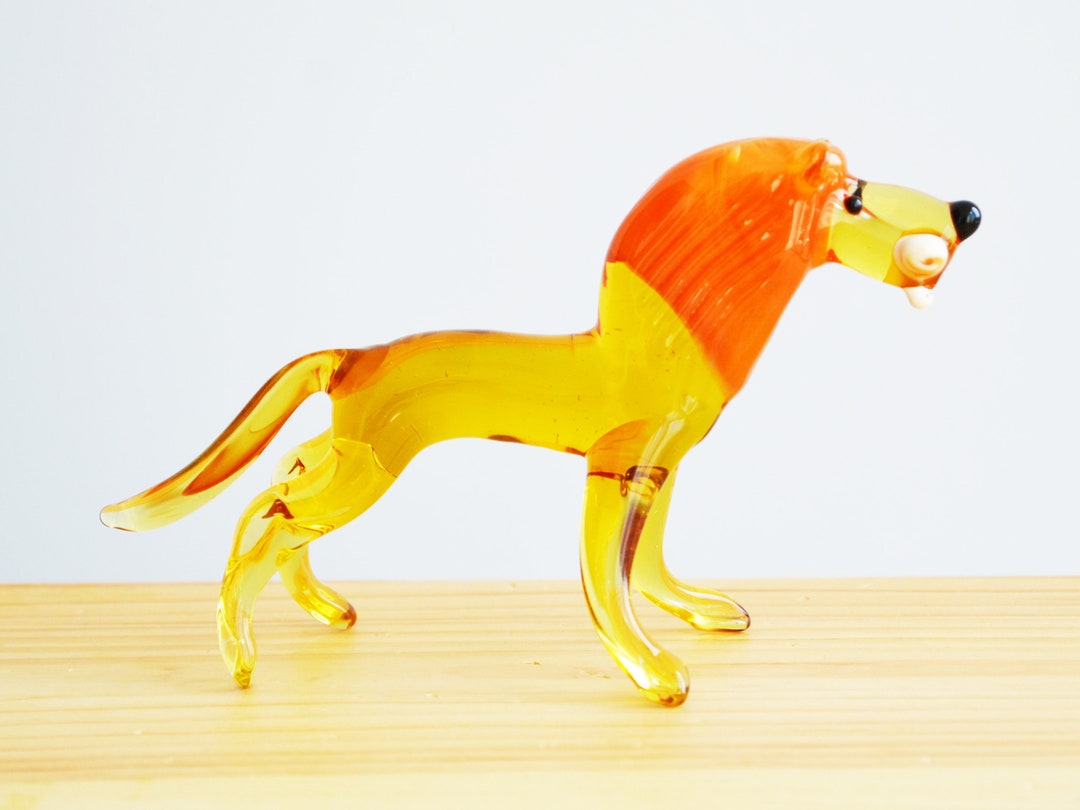 Blown Glass Lion Collectible Figures Lion Glass Colorful Sculpture Lion ...