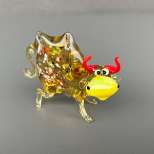 Glass Cow Figurine Blown Glass Animals Cow Sculpture Cow Miniatures Cow ...
