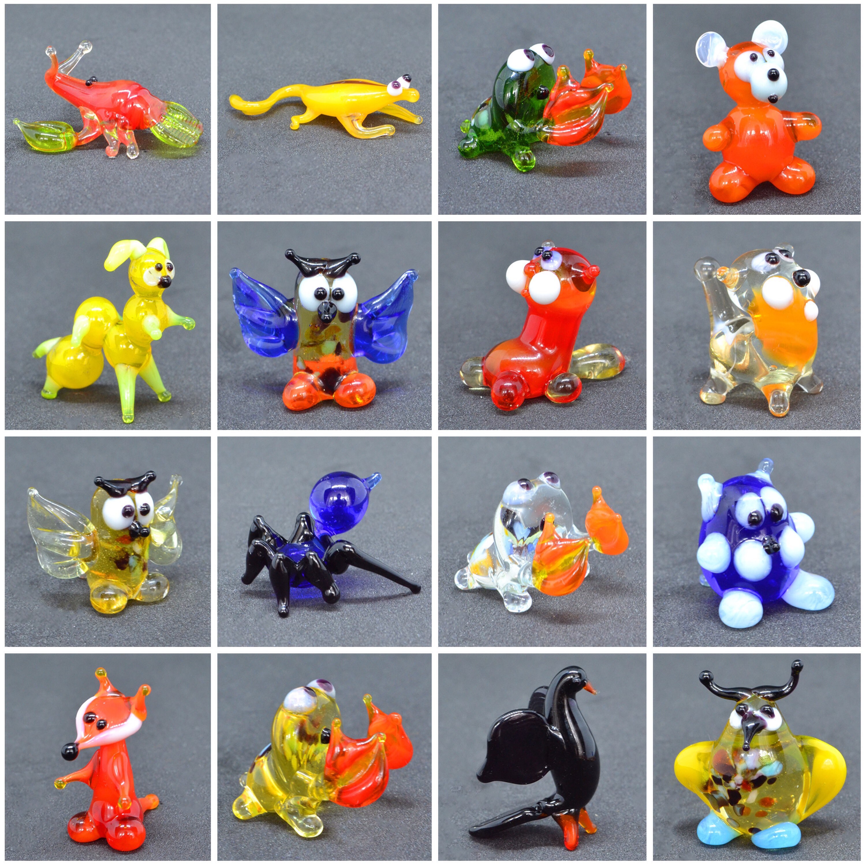 Set of Small Glass Figurines Glass Animals Tiny Little Murano | Etsy