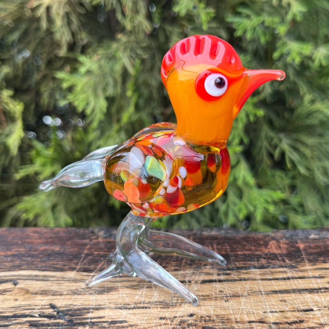 Blown Glass Chicken Figurine: Murano Style Rooster Sculpture - Etsy