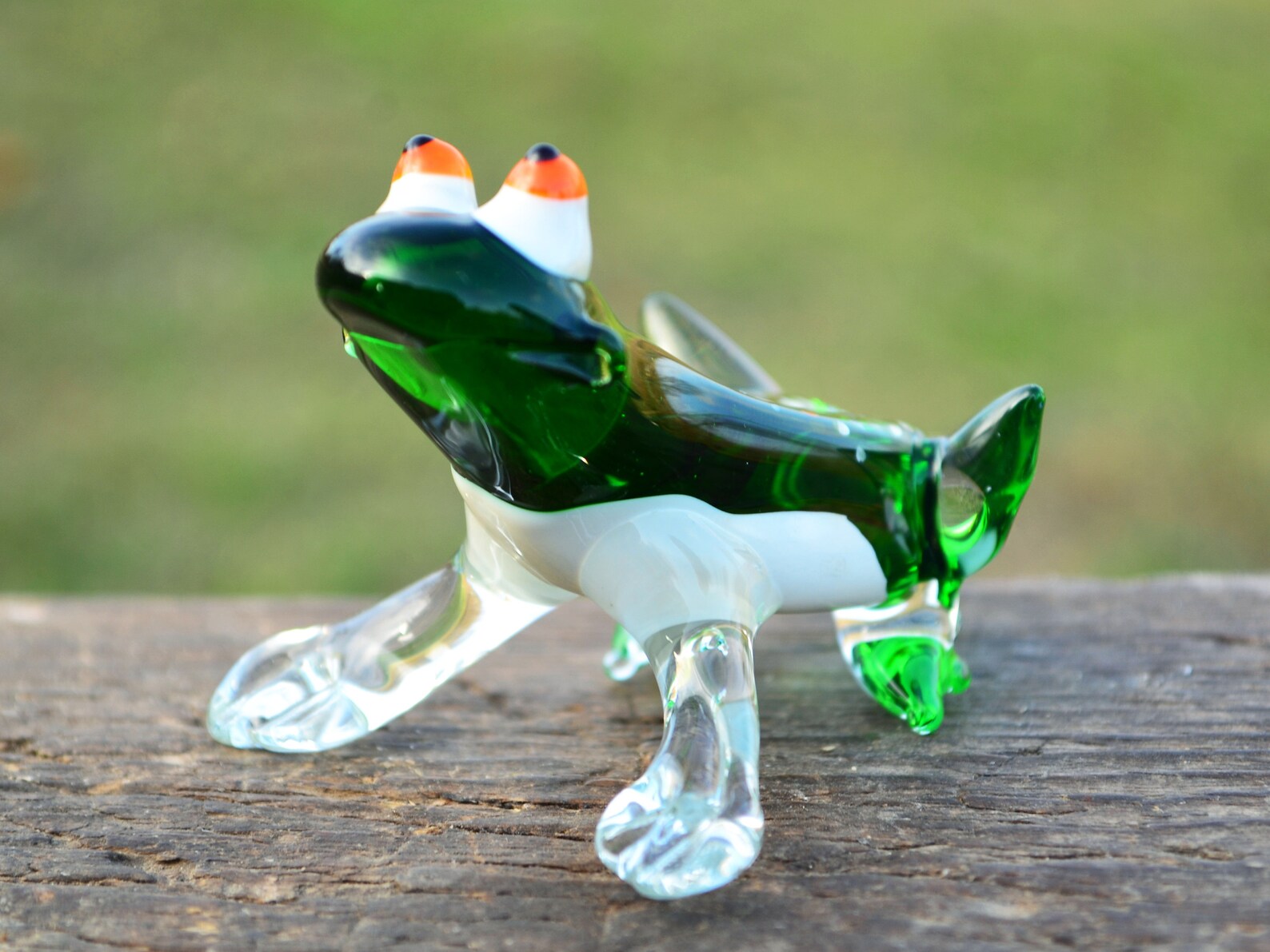 Glass Frog Figure Green Glass Frog Sculpture Collectible | Etsy