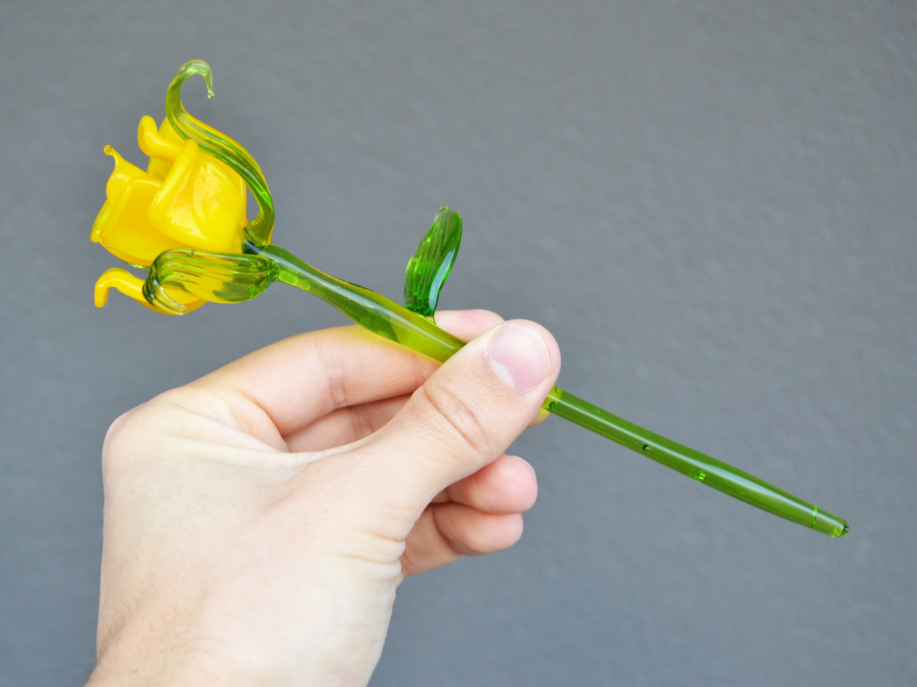 Yellow Glass Rose Yard Glass Flower Rose Colored Glass - Etsy