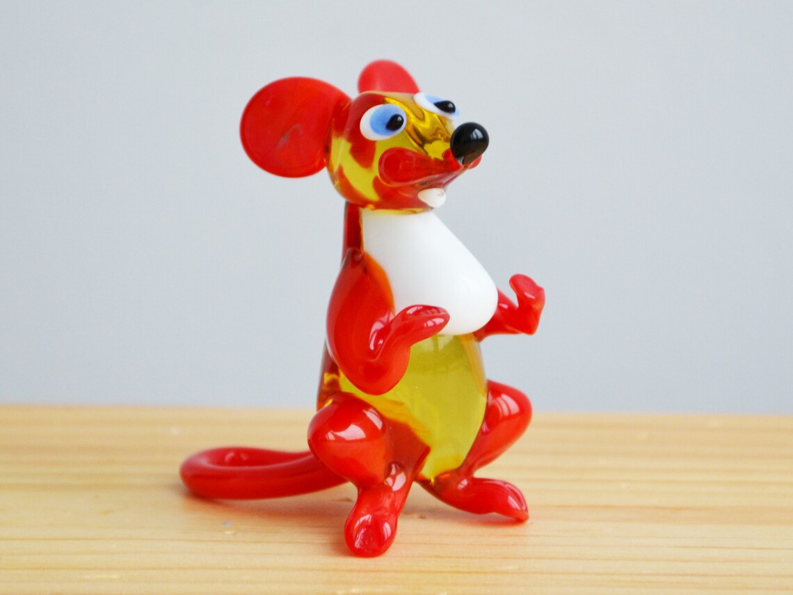 Red Glass Mouse Figurine Mouse Animals Glass Red Mouse | Etsy