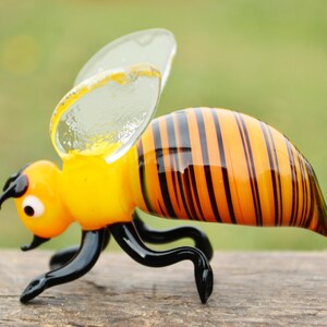 Yellow Glass Bee Figurine – Miniature Bumble Bee Sculpture, Murano Art ...