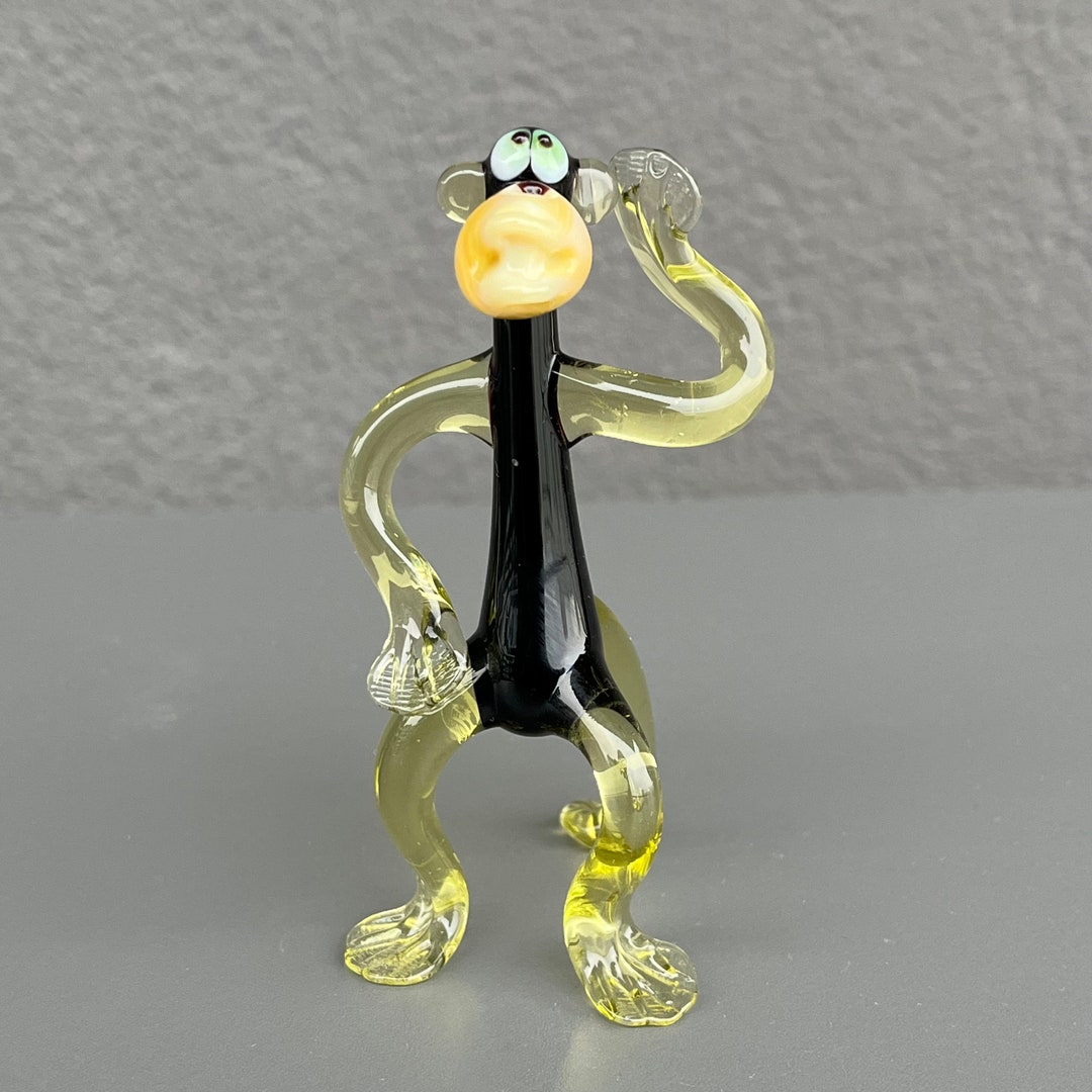 Black Monkey Glass Figurine Animals Glass Monkeys Sculpture - Etsy