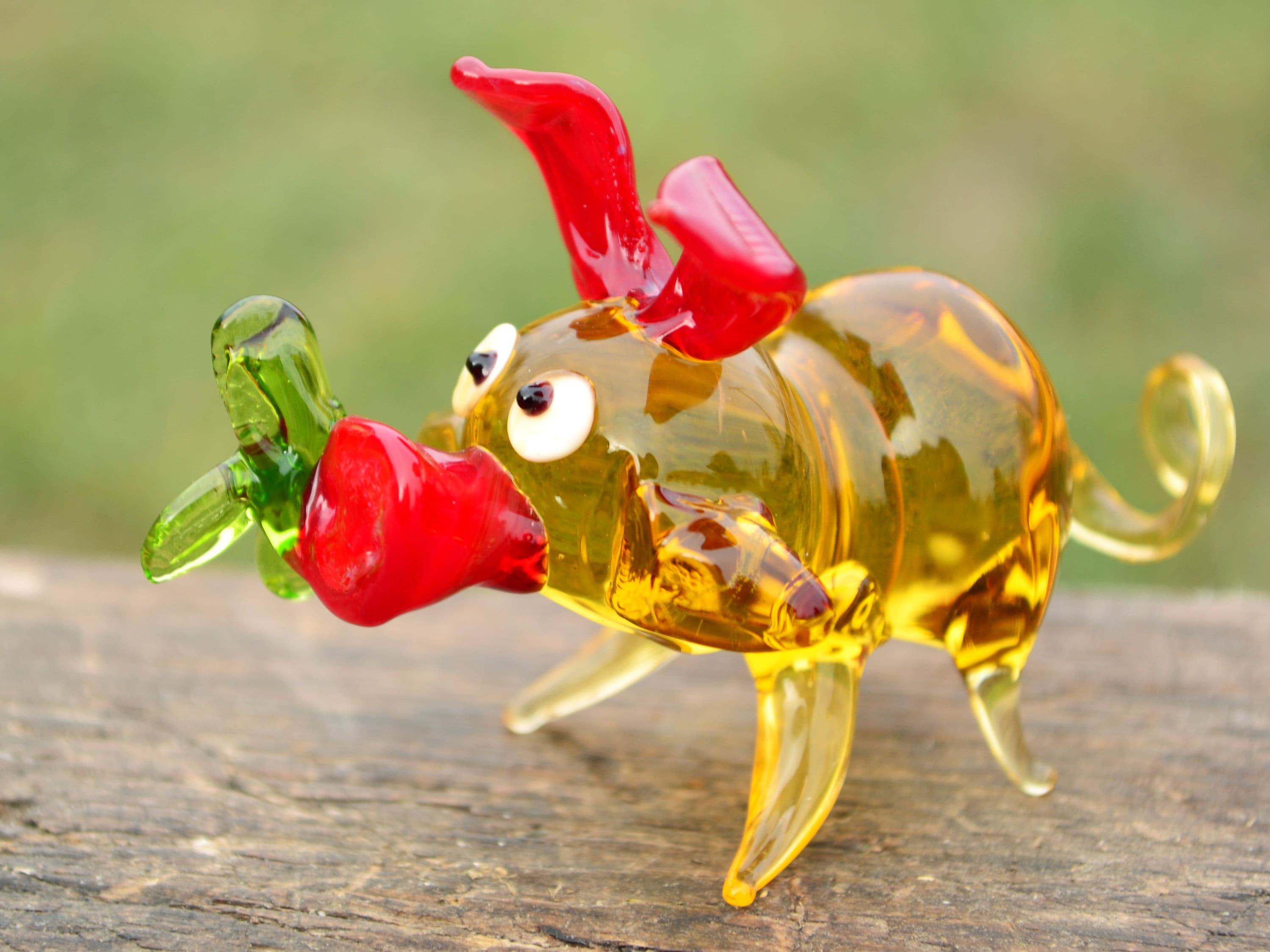 Blown Glass Pig figurine animals glass pig miniature art glass | Etsy