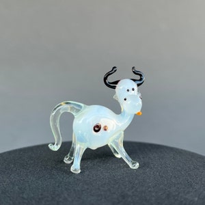 Mini Glass Cow Micro Glass Cow Doll House Cow Tiny Miniature of Cow ...
