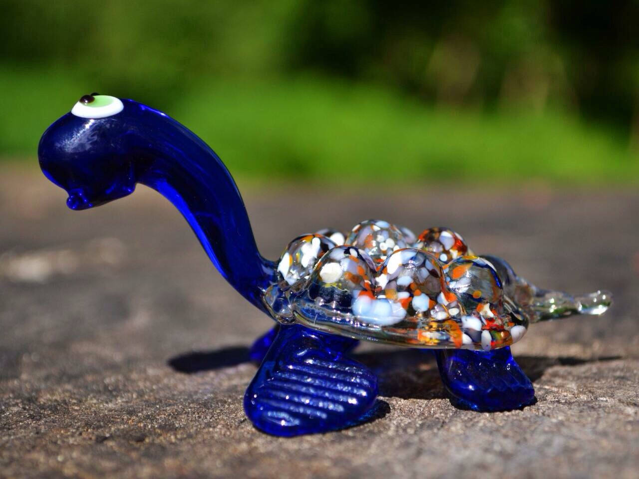 Blue Glass Turtle Figurine Animals Glass Turtles Sculpture Art | Etsy