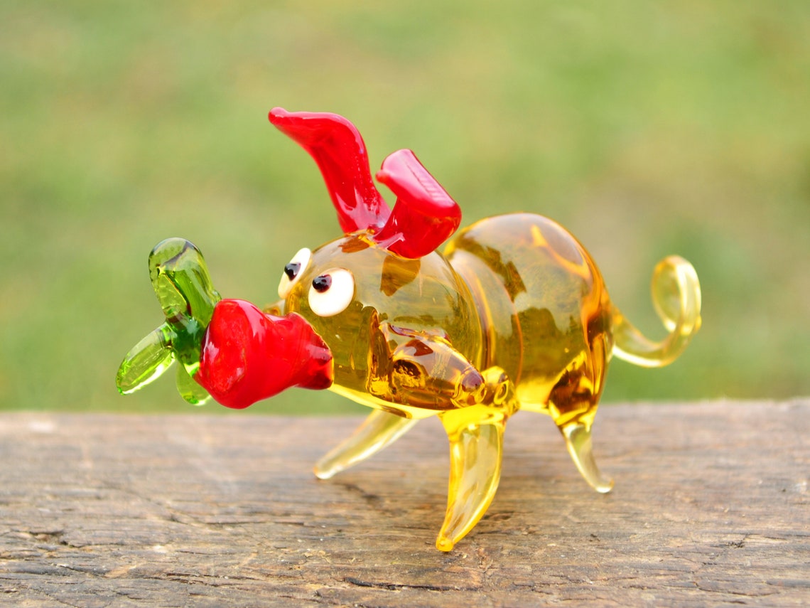 Blown Glass Pig Figurine Animals Glass Pig Miniature Art Glass - Etsy