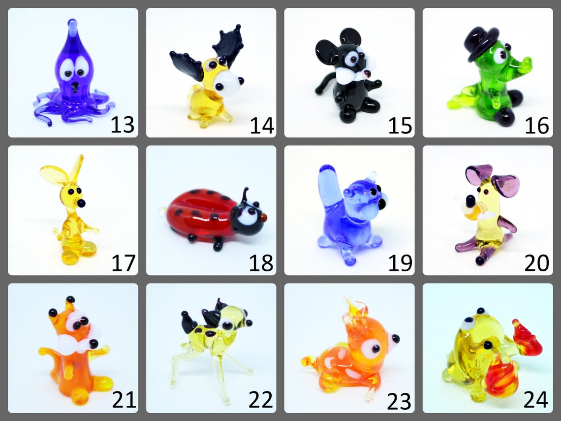 Small Glass Animals Miniature Mini figurines glass animals | Etsy