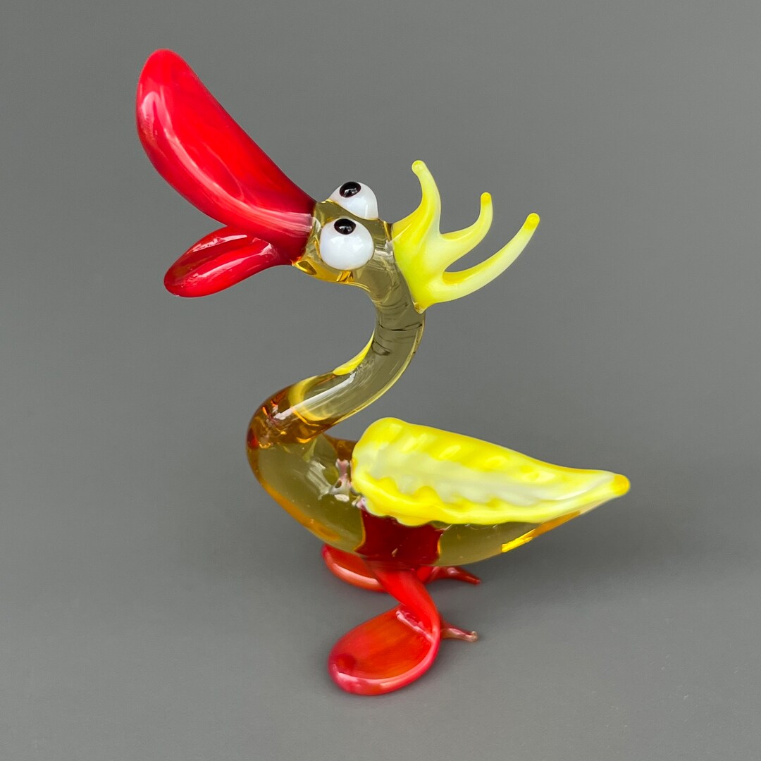 Glass Duck Figurine Animals Glass Duck Sculpture Art Glass Ducks ...