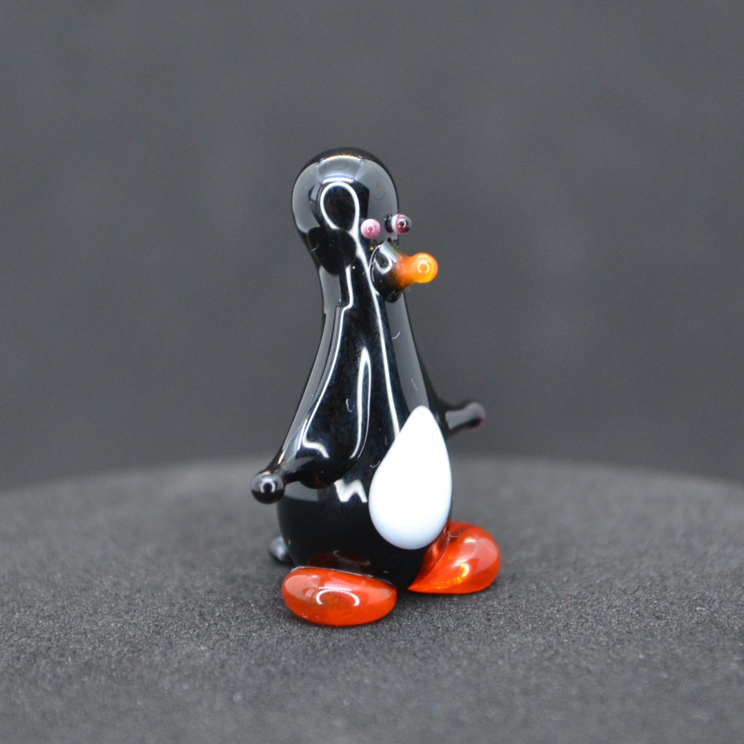 Blown Glass Penguin Mini Micro Glass Penguin Art Glass Penguin Statue ...