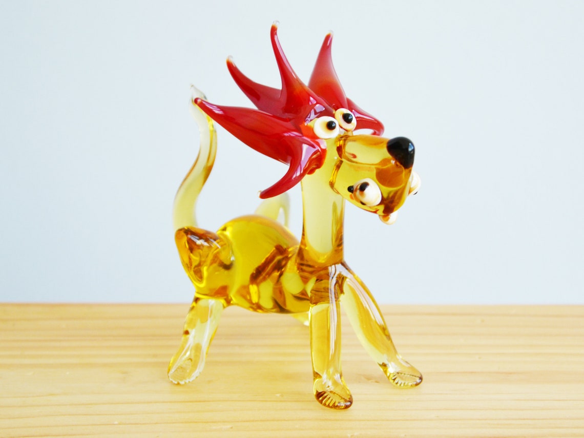 Blown Glass Lion Figurine Yellow Glass Lion Sculpture Glass - Etsy