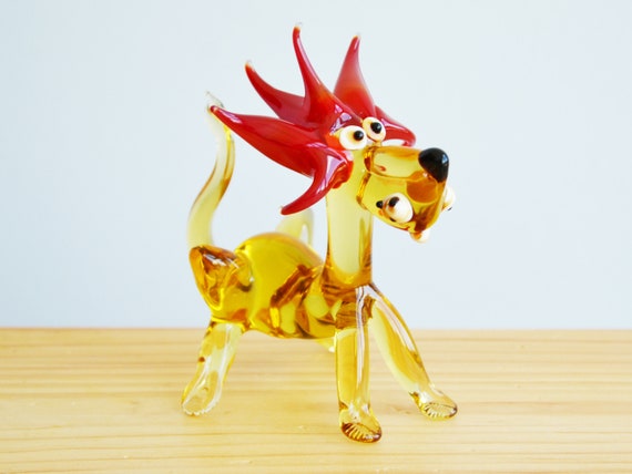 Blown Glass Lion Figurine Yellow Glass Lion Sculpture Glass - Etsy
