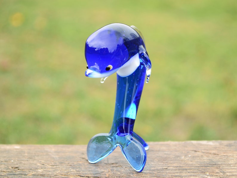 Blue Glass Dolphin Figurine Blown Animals Glass Dolphins - Etsy