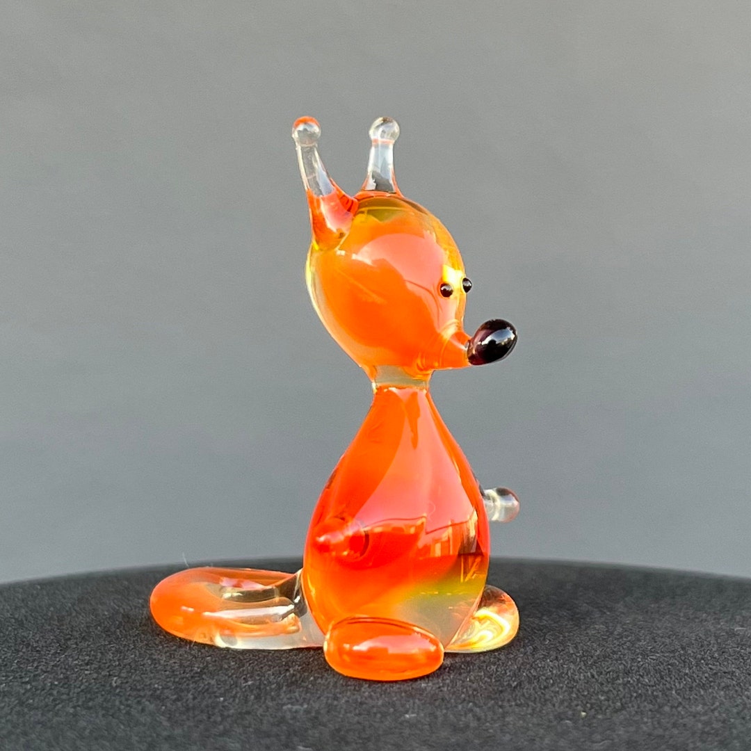 Small Fox Sculpture Art Glass Fox Statue Figurine Blown Glass Fox Mini ...