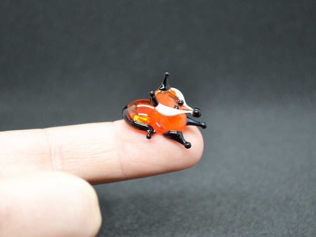 Art Glass Fox Statue Figurine Blown Glass Fox Small Fox Sculpture Mini ...