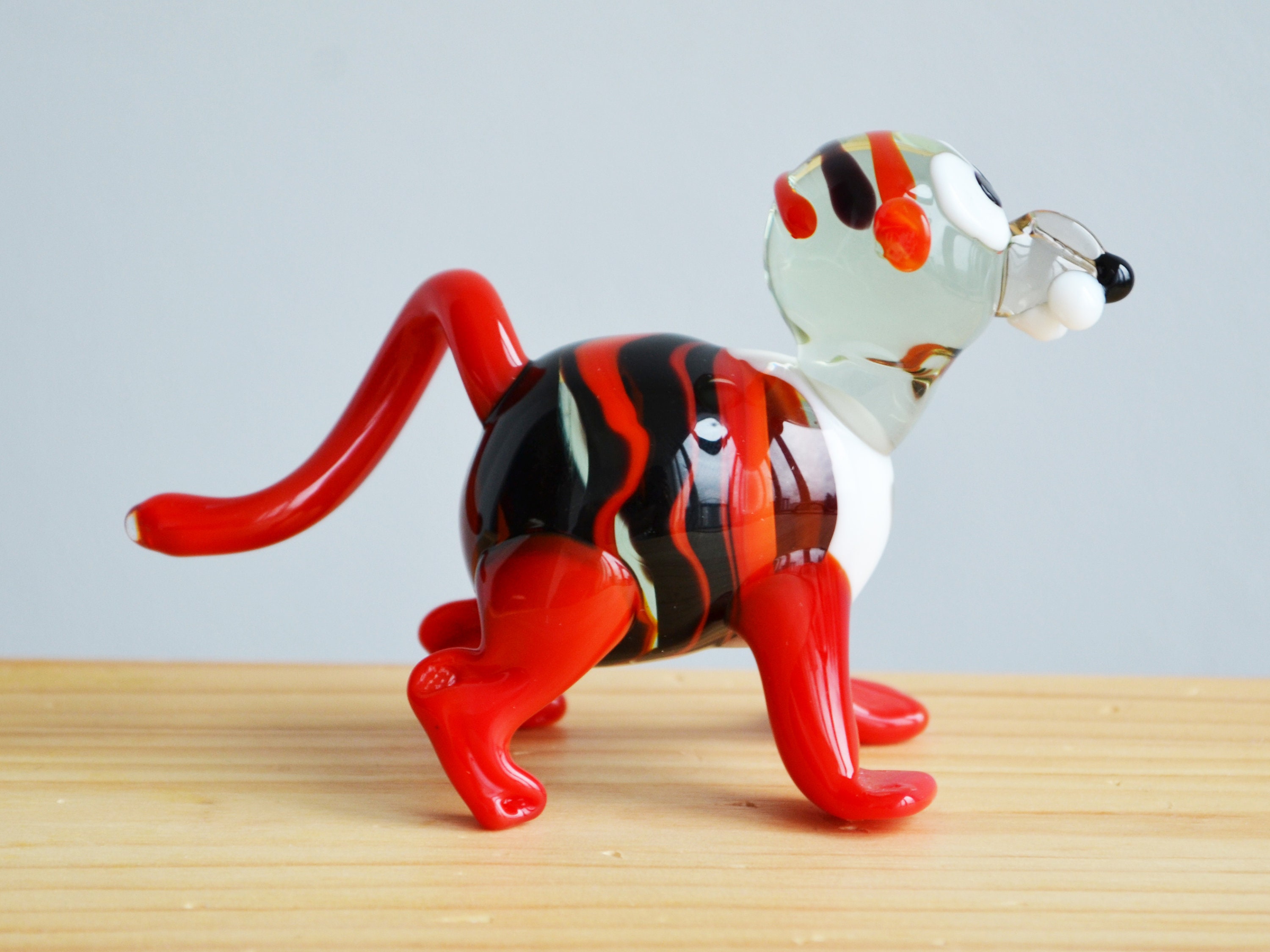 Red Tiger Glass Figurine Hand Blown Tiger Animals Glass Tiger - Etsy
