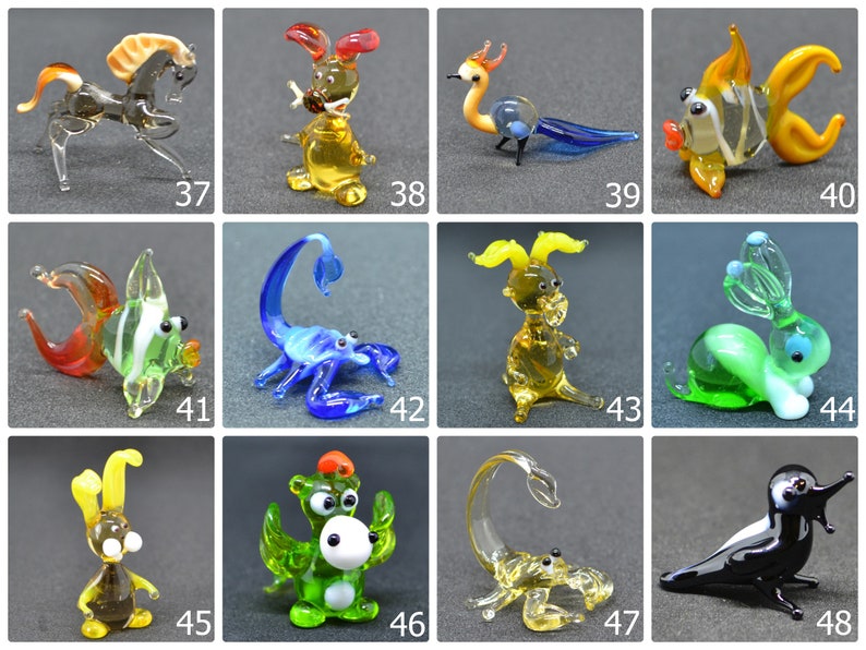Small Glass Animals Miniature Mini Figurines Glass Animals - Etsy