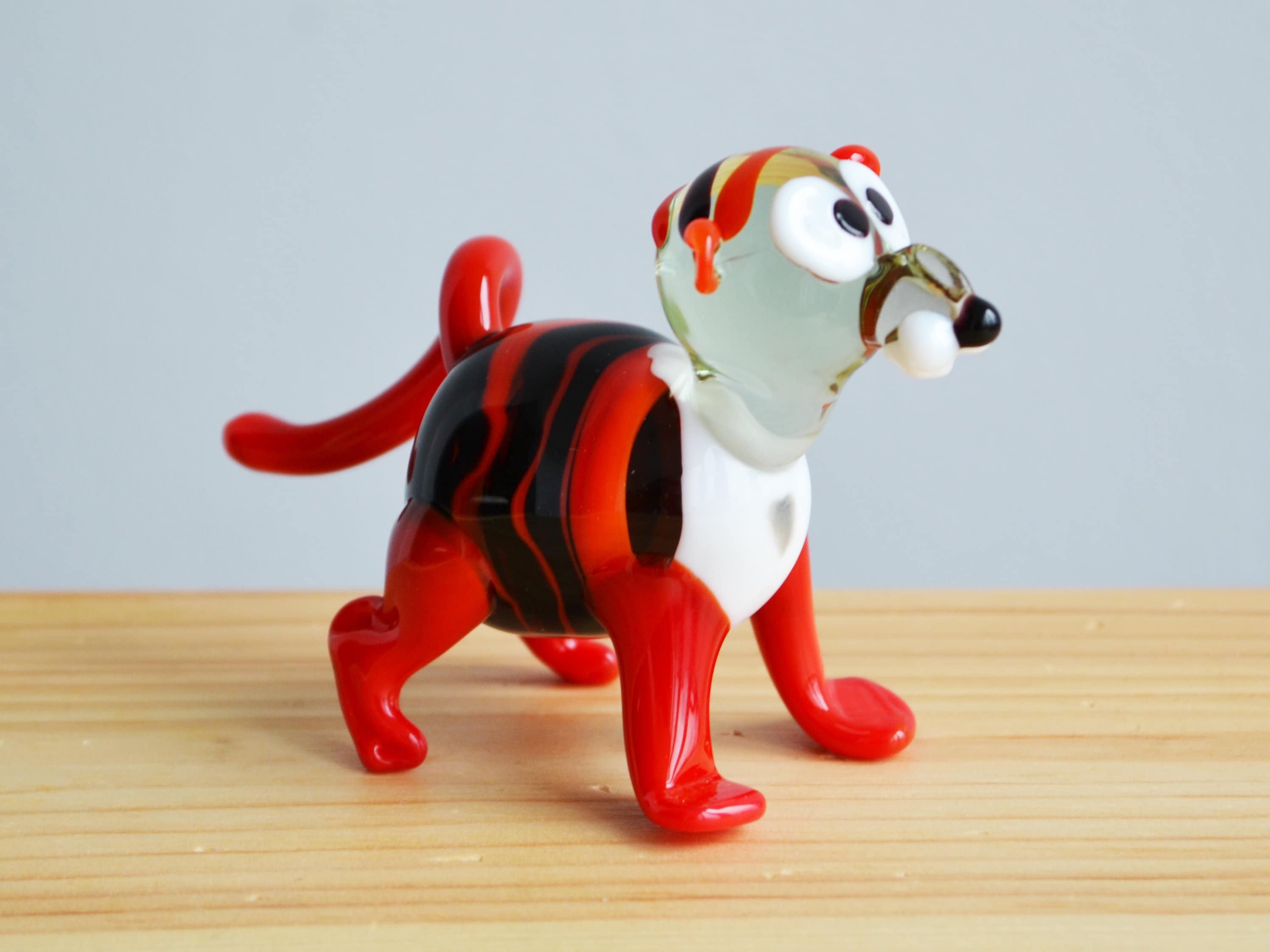 Red Tiger Glass Figurine Hand Blown Tiger Animals Glass Tiger - Etsy