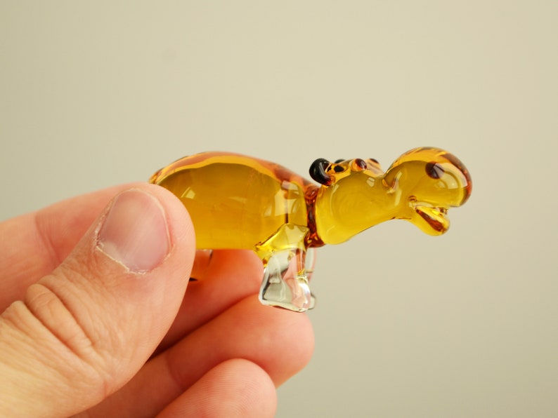 Yellow Glass Hippopotamus Figurine Animals Hippo Sculpture Art | Etsy