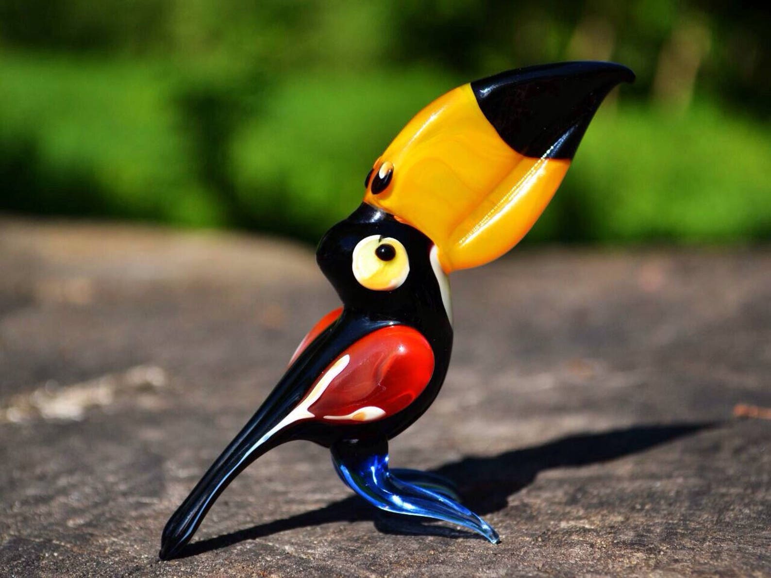 Glass Toucan Figurine – Miniature Blown Glass Bird Sculpture – Handmade ...