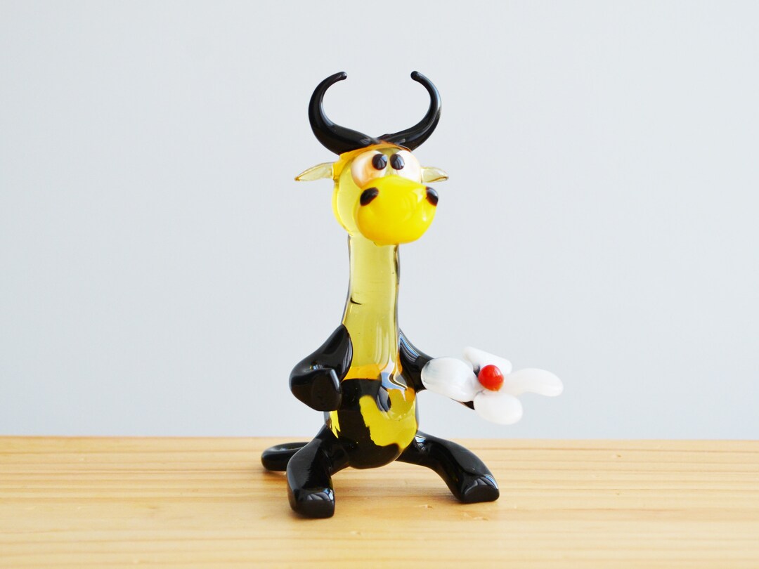 Collectible Glass Cow Figurine Cow Lover Gift Ornaments Cow Statue Art ...