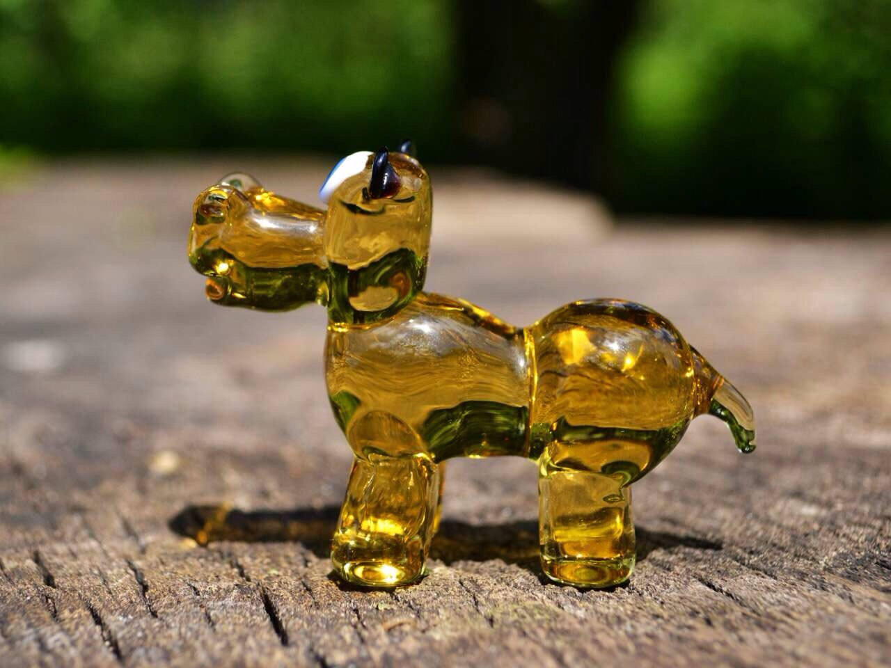 Yellow Glass Hippo Figurine Hippo Animals Glass Hippopotamus | Etsy