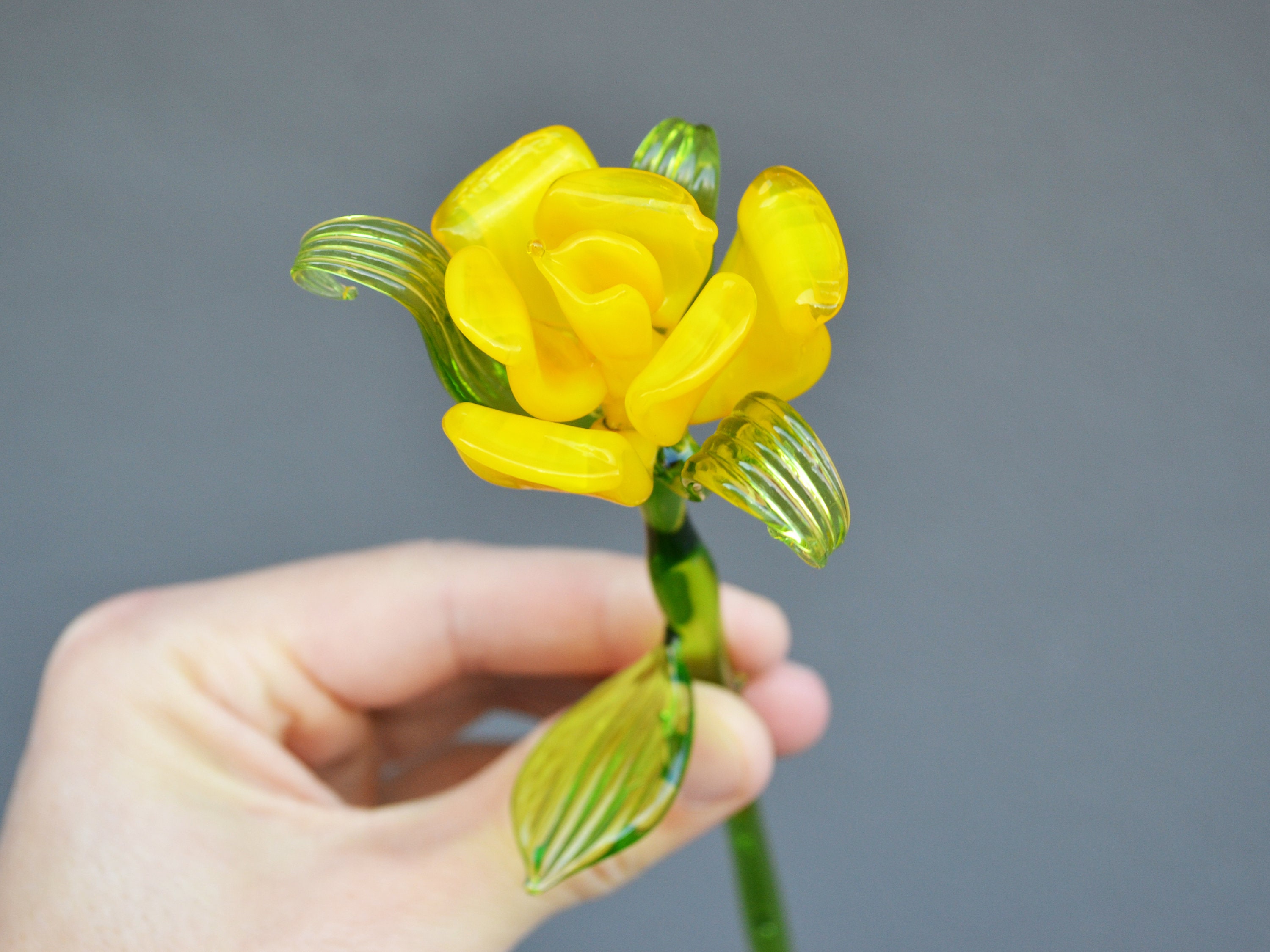Yellow Glass Rose Yard Glass Flower Rose Colored Glass - Etsy