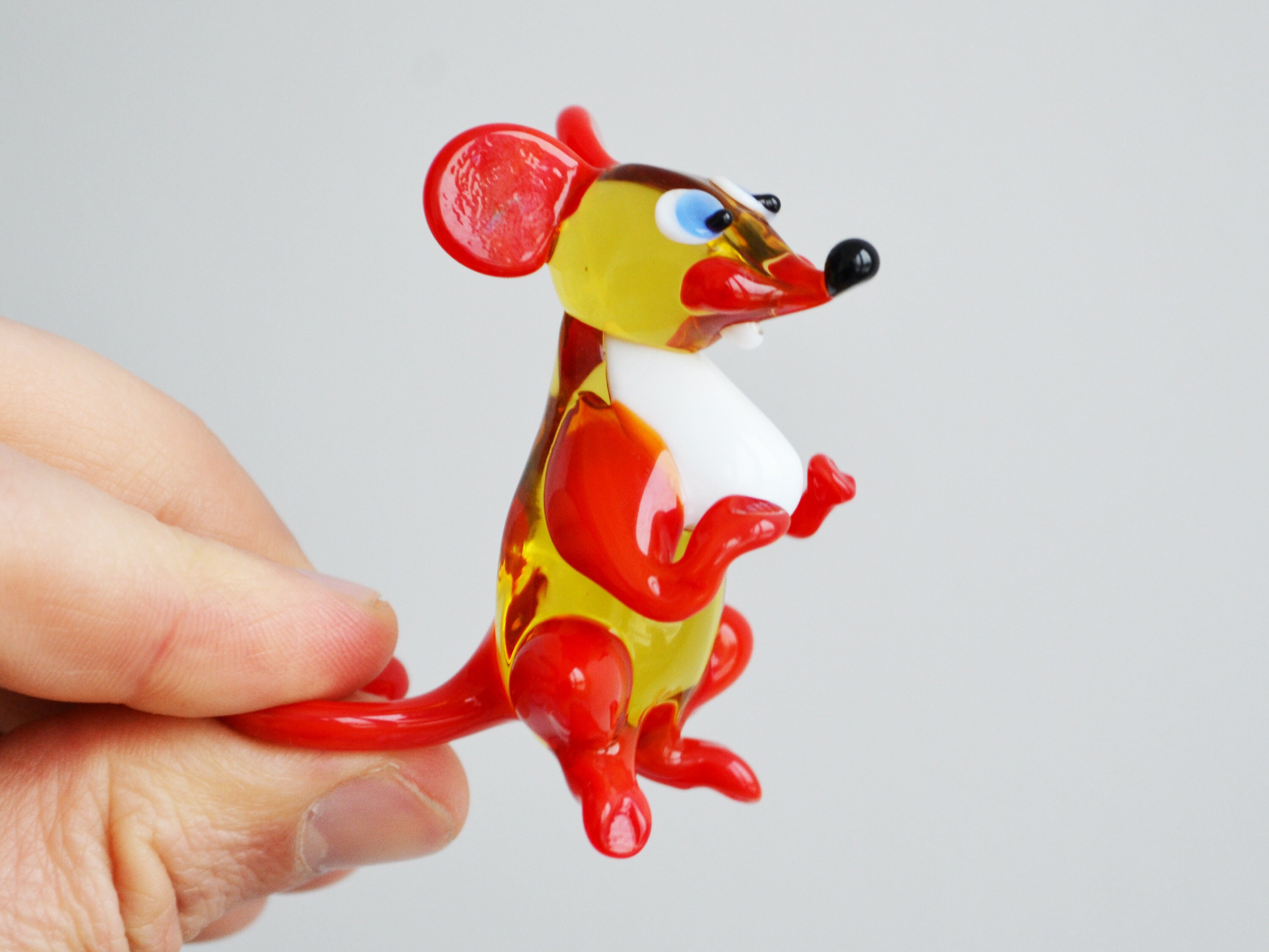 Red Glass Mouse Figurine Mouse Animals Glass Red Mouse | Etsy