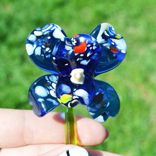 Blue Glass Flower Figurine Glass Flower Sculpture Art Glass - Etsy