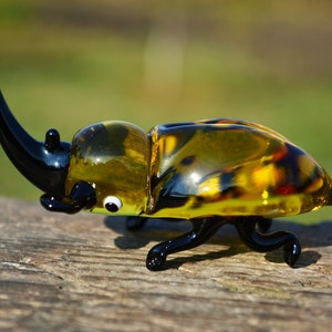 Yellow Glass Bug Figurine Animals Glass Bug Miniature Artglass Blown ...